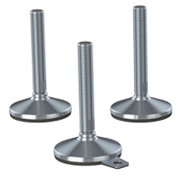 Fully-threaded leveling feet for machines and equipment